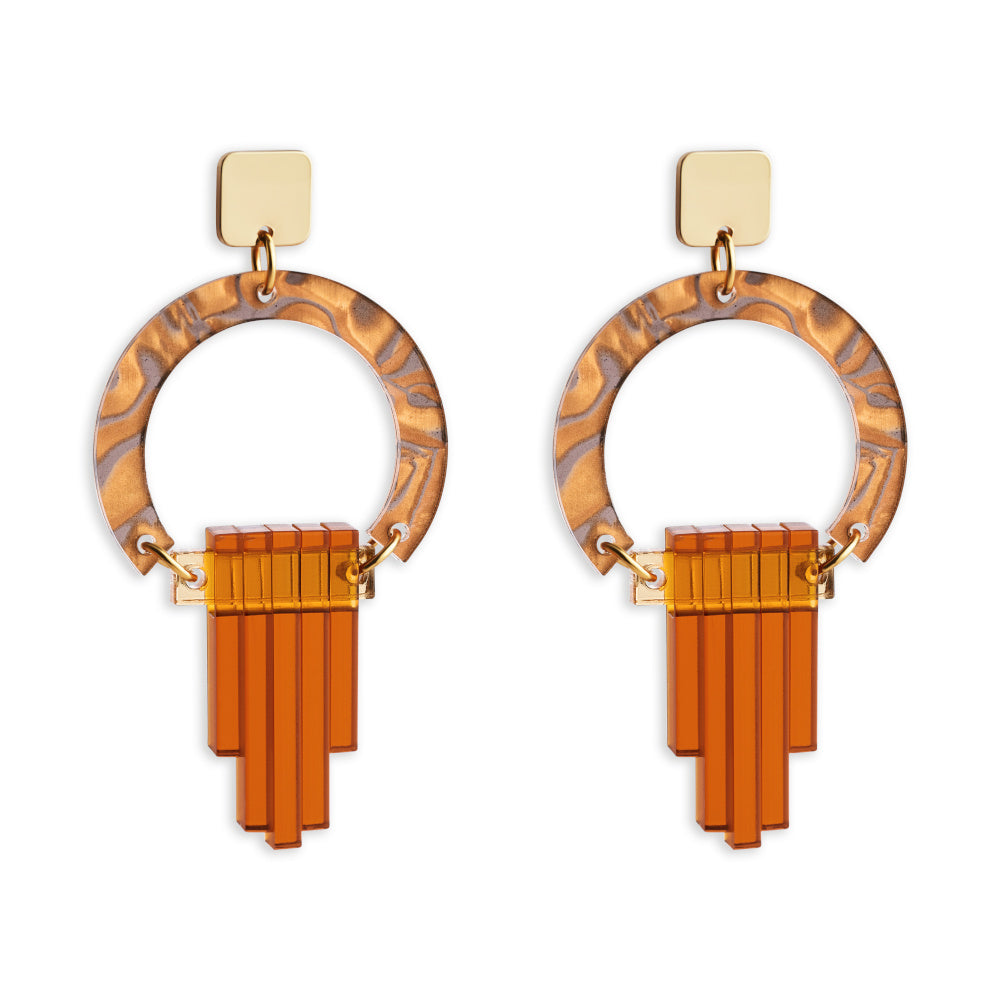 Art Deco Chandelier Earrings - Tiger Shell – Toolally