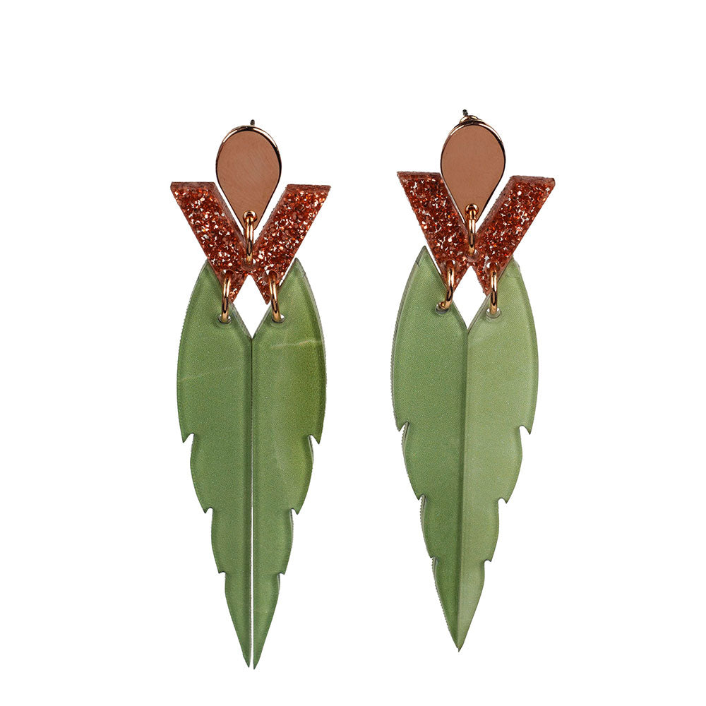 Kingfishers Earrings - Jade Stone and Glitter – Toolally